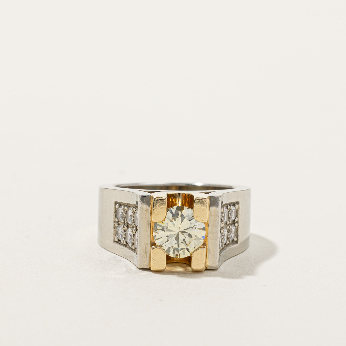 High Set Yellow Diamond Heavy Gold Ring | 1.70ctw | SZ 6