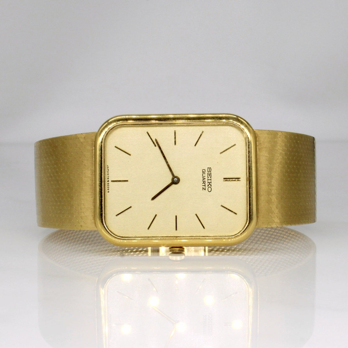 'Seiko' 18k Yellow Gold Watch | 7.75"