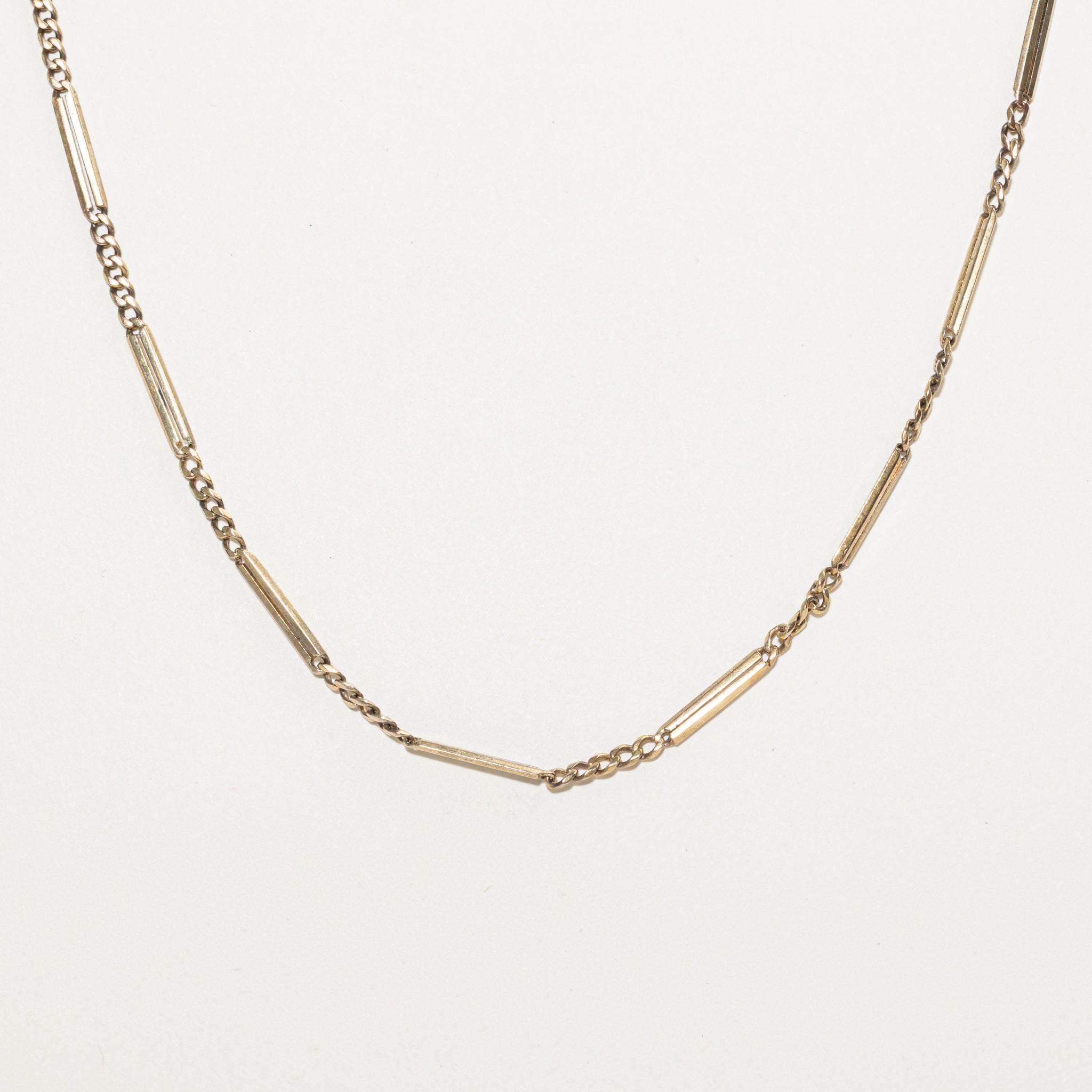 Vintage Dutch 14k Yellow Gold Bar Link Chain | 18"