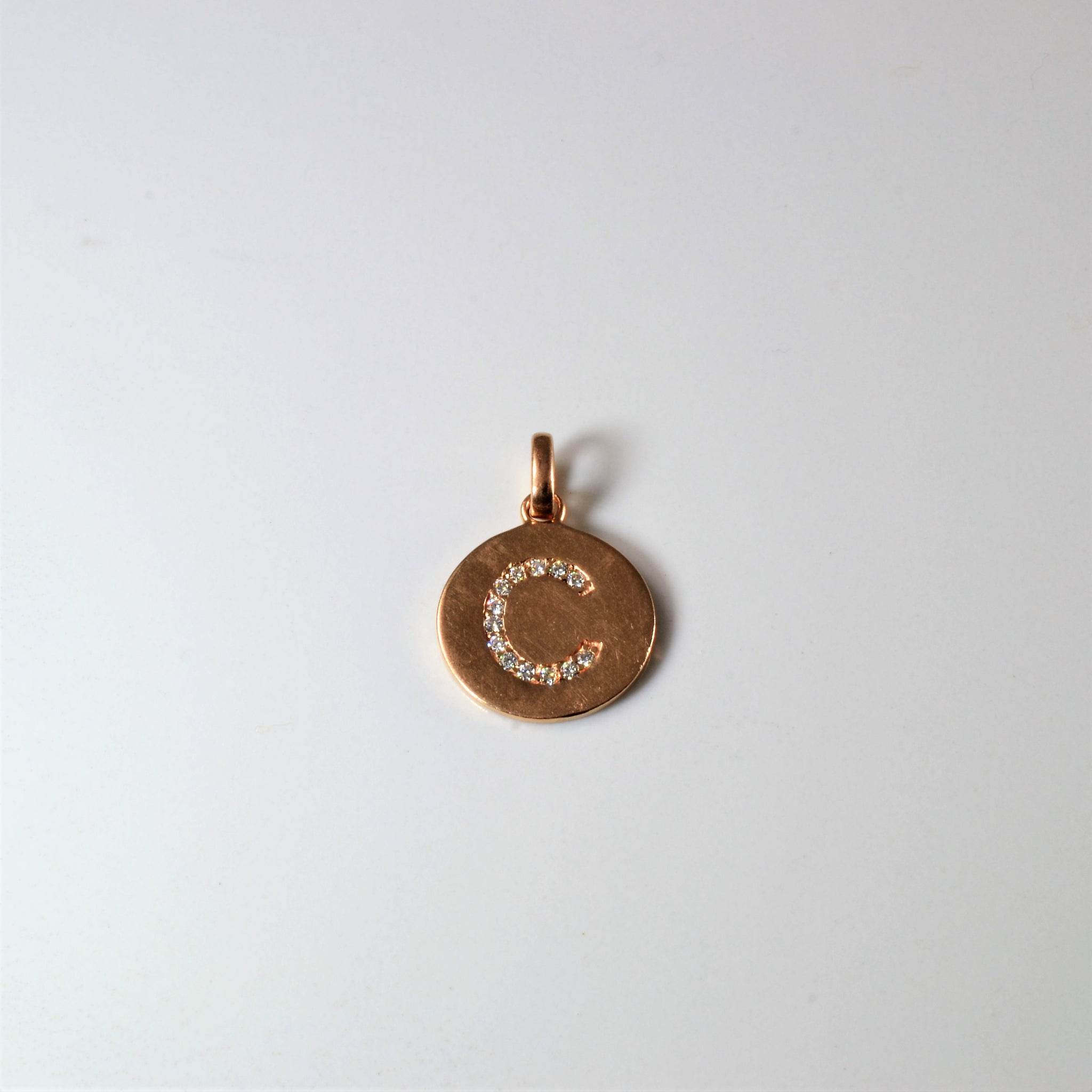 Rose Gold Diamond Initial 'C' Pendant