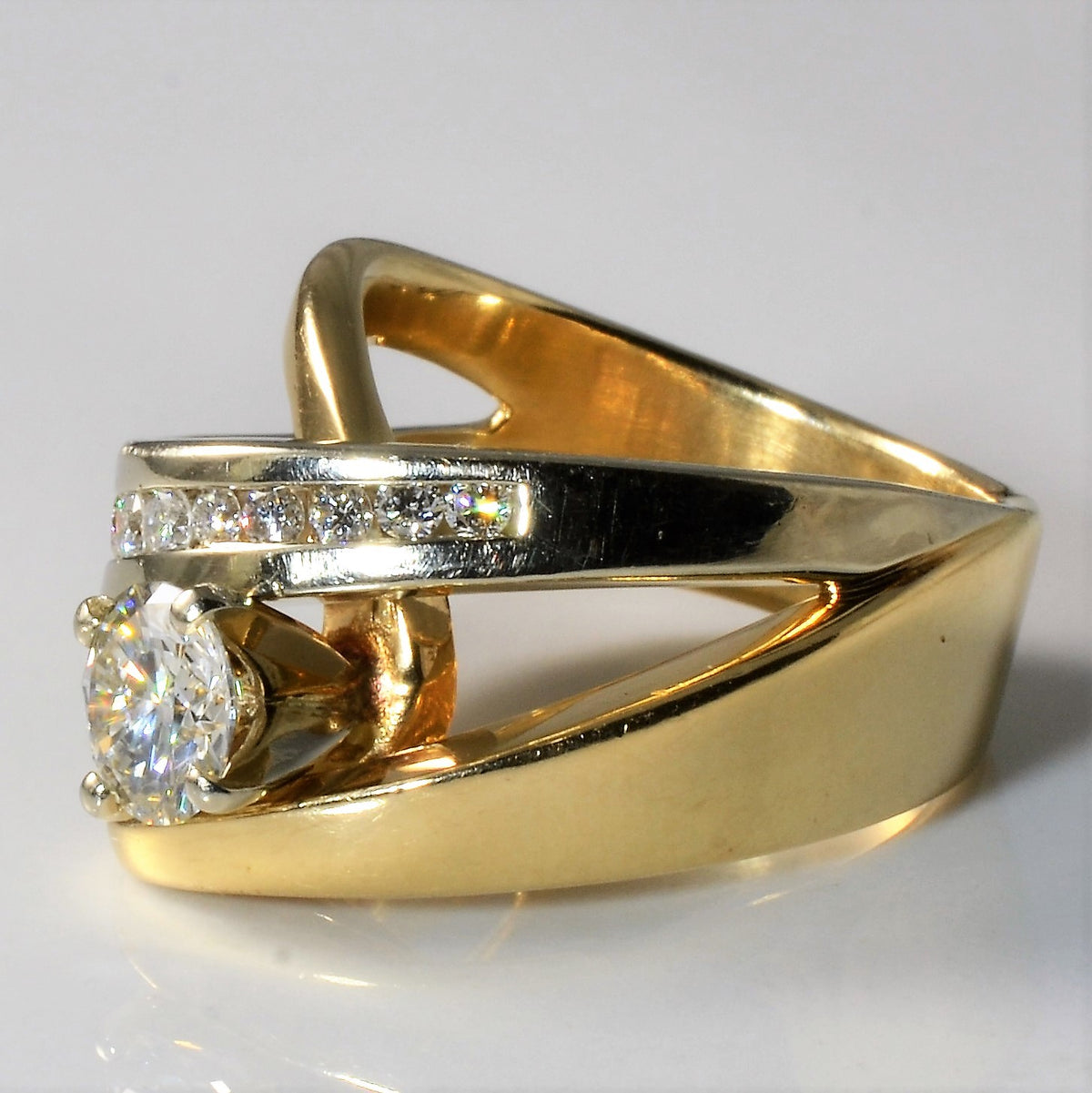 Two Tone Bypass Engagement Ring | 0.95ctw | SZ 6.5