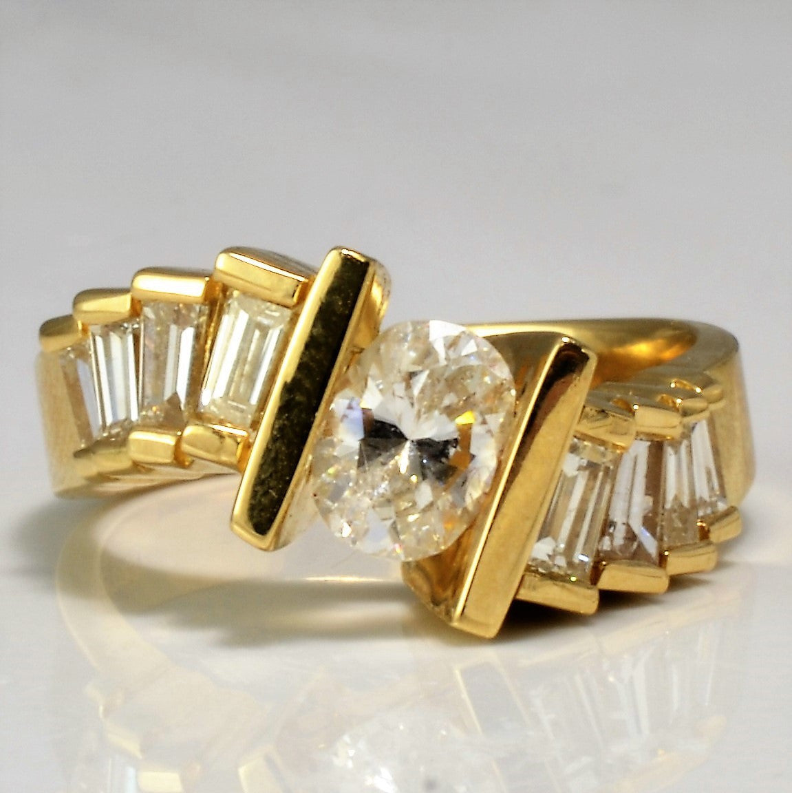 Offset Oval Diamond Engagement Ring | 1.20ctw | SZ 6 | – 100 Ways