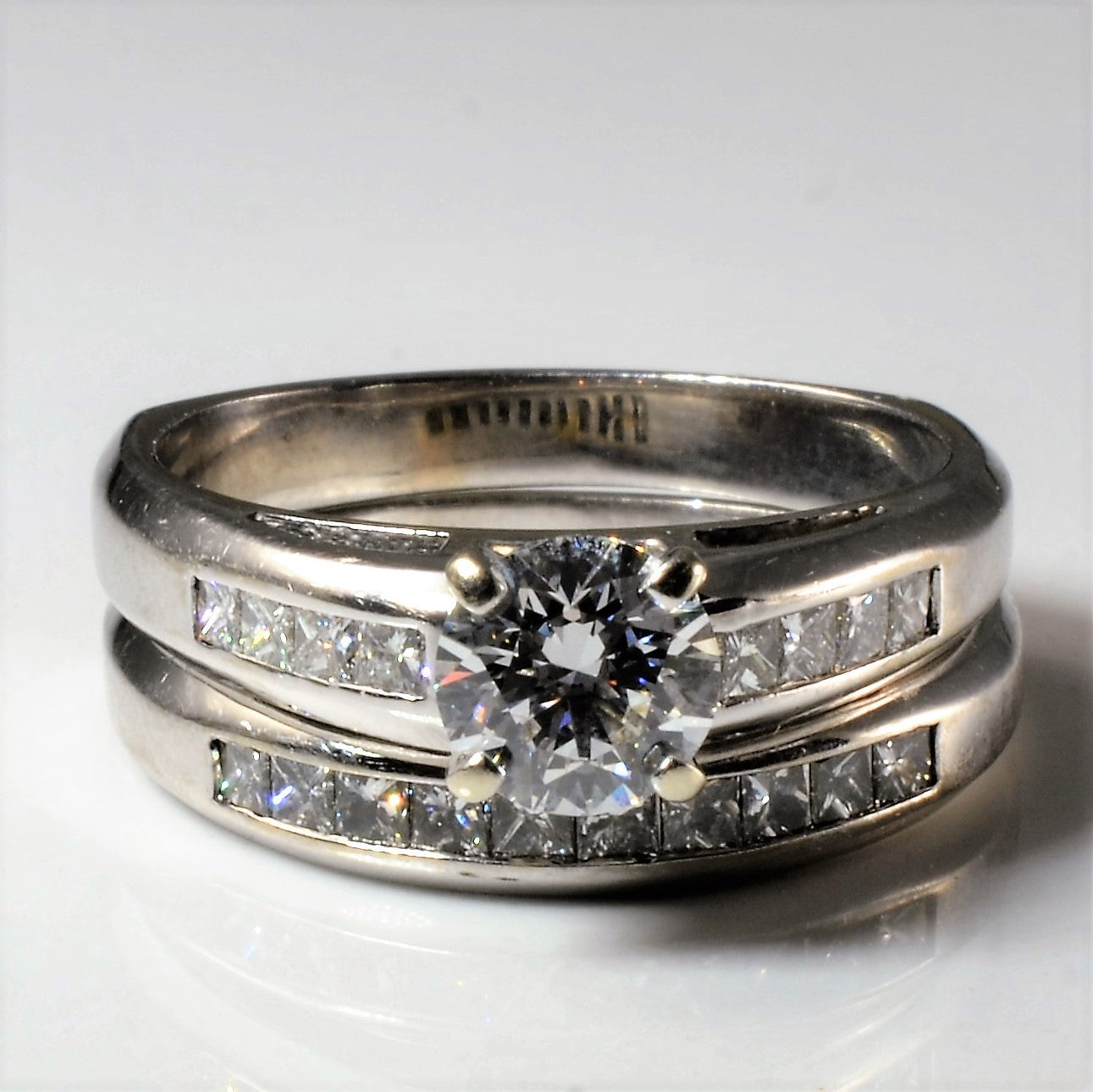European Shank Channel Detailed Diamond Wedding Set | 1.29ctw | SZ 7.5