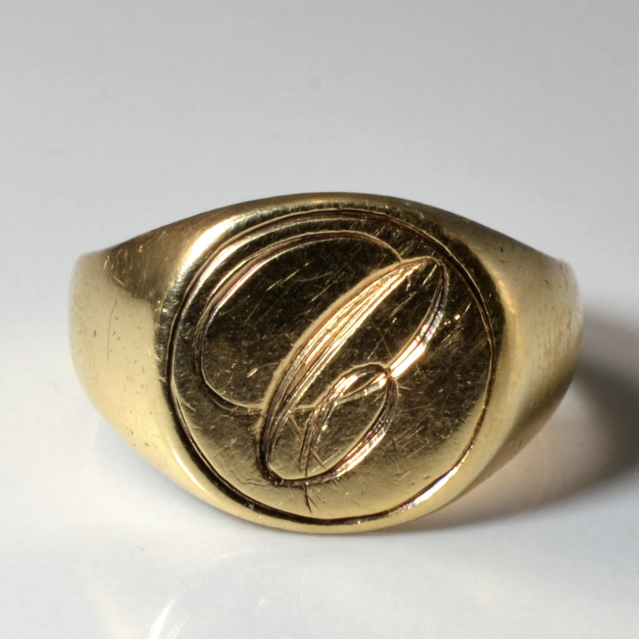 Yellow Gold Initial 'C' Signet Ring | SZ 9.5
