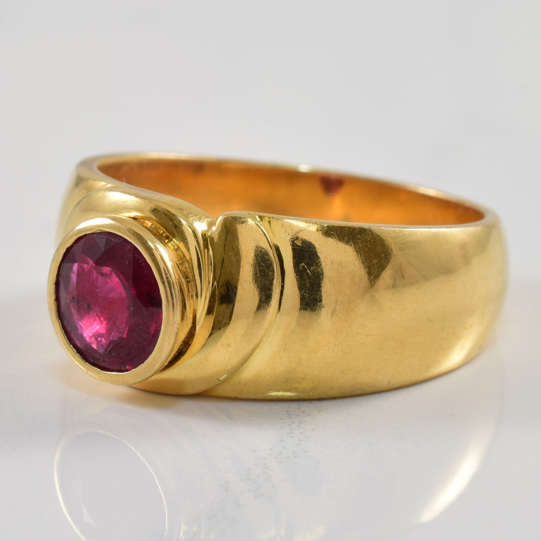 Bezel Set Solitaire Ruby Ring | 1.35ct | SZ 9.75 | – 100 Ways