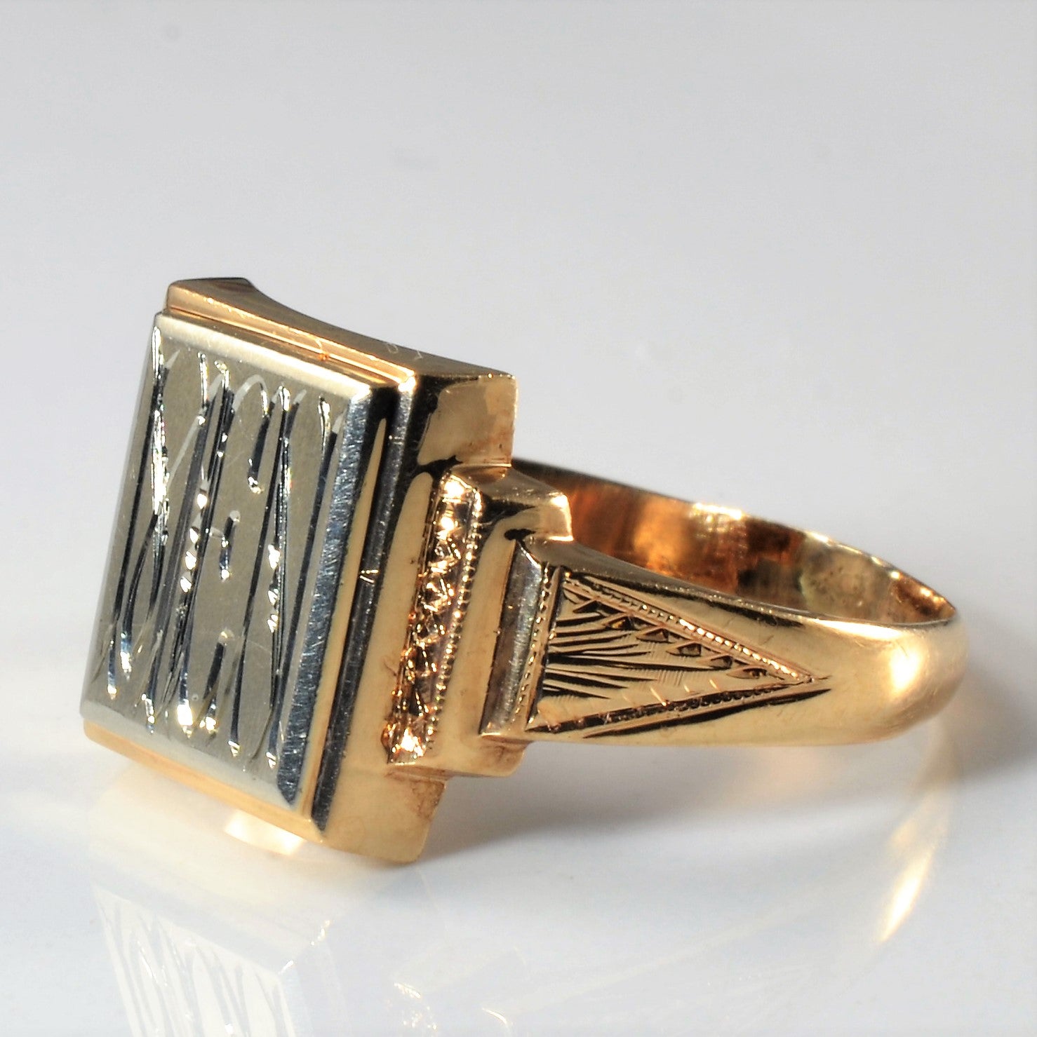 Initial 'MCN' Two Tone Signet Ring | SZ 9.75 | – 100 Ways