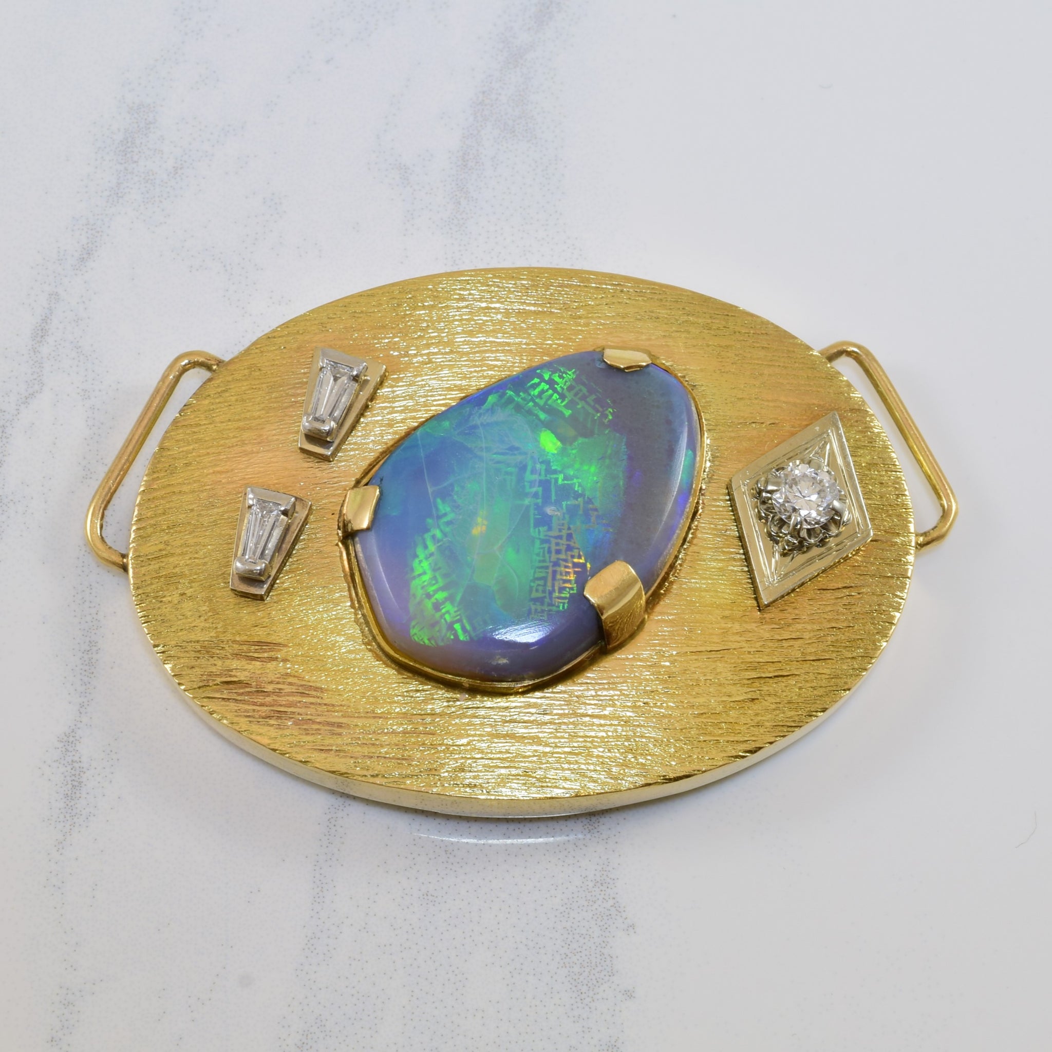 Opal & Diamond Belt Buckle | 12.50ct, 0.49ctw