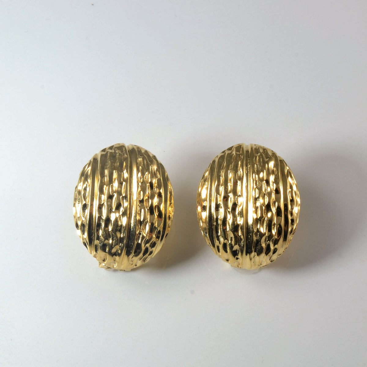Textured Yellow Gold Dome Earrings