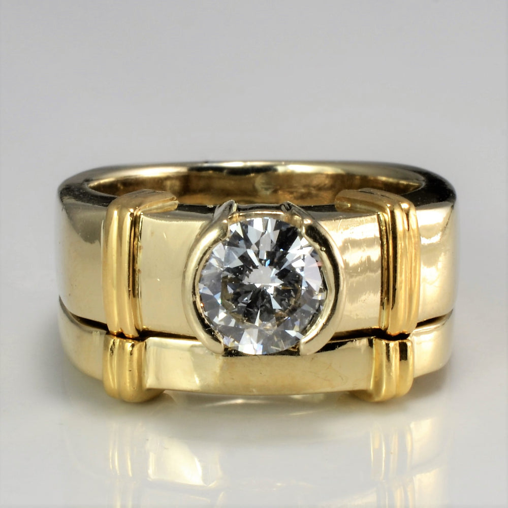 Bezel Set Diamond Multi Layer Gold Ring | 1.14ctw SI2 L/M | SZ 6.75
