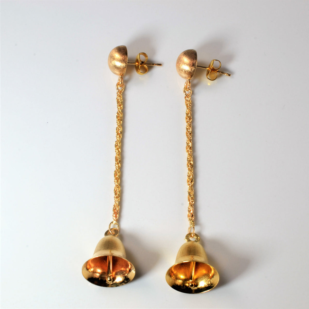 Yellow Gold Hanging Bell Earrings