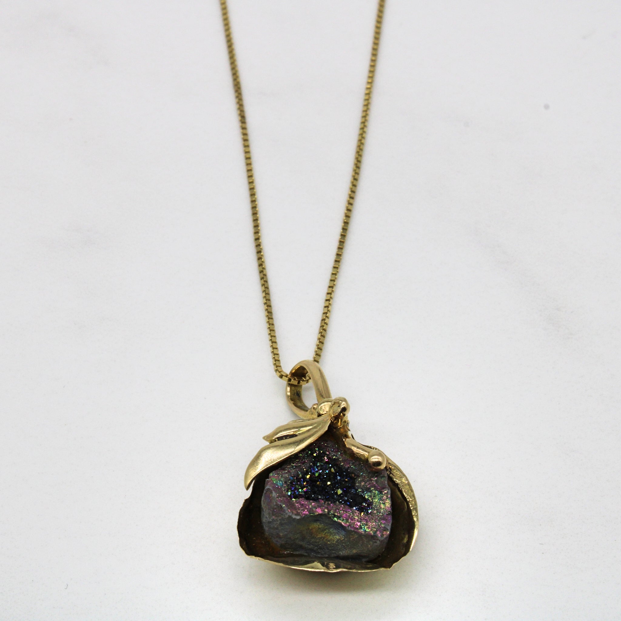 Treated Quartz Geode Necklace | 18"