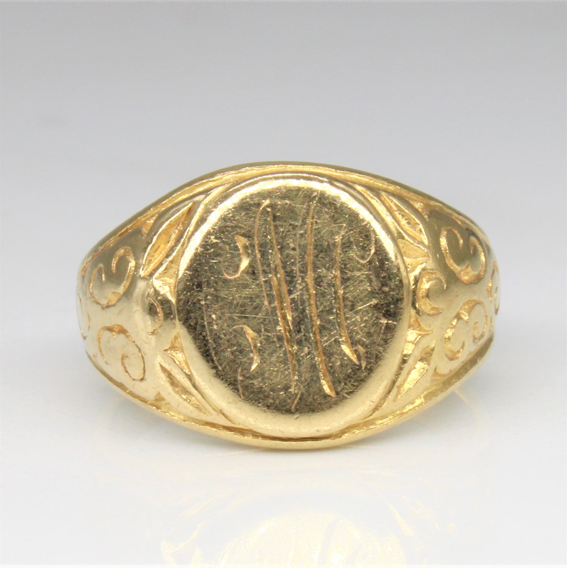 Birks' Engraved Initial 'M' Signet Ring | SZ 3.75