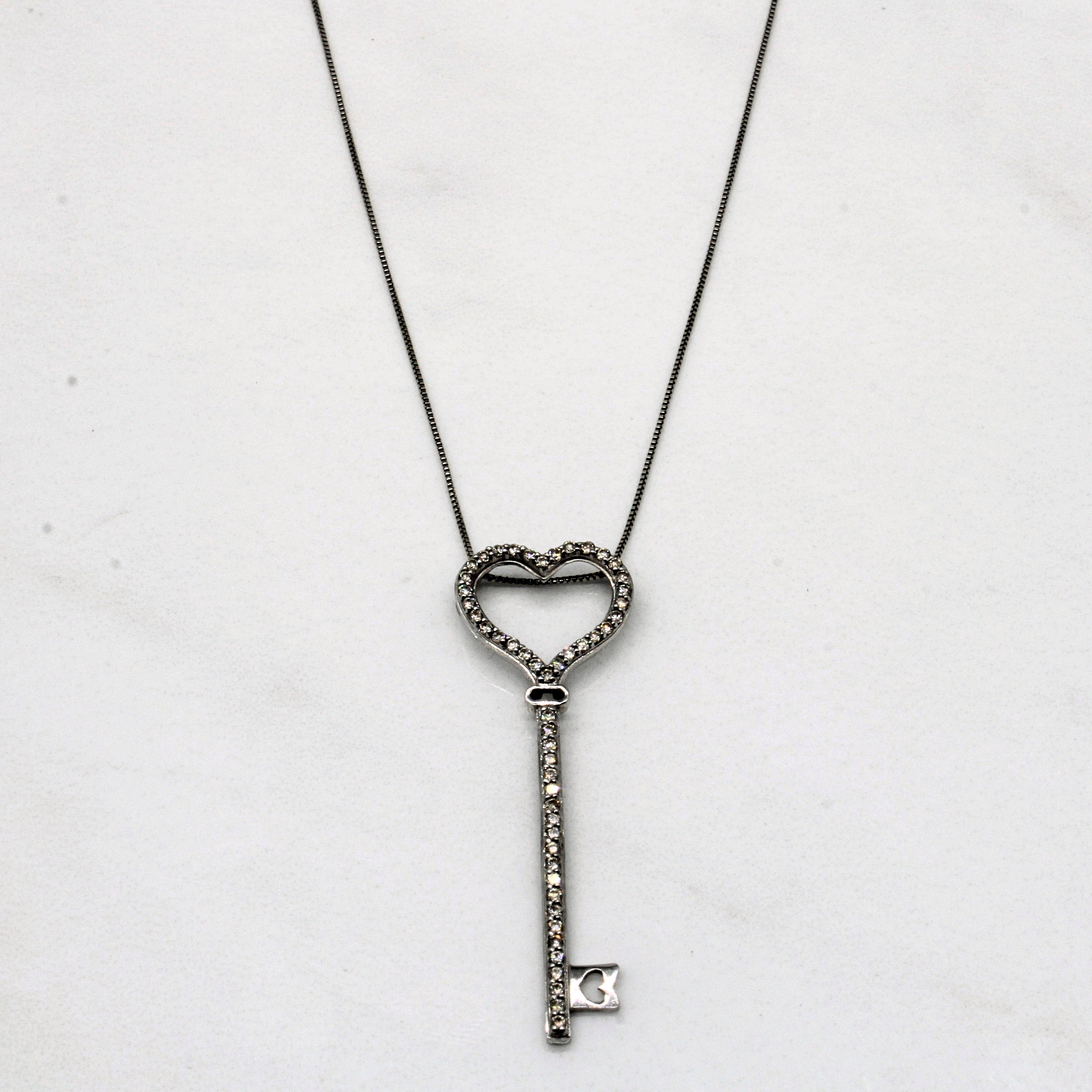 Diamond Heart Shaped Key Necklace 0.18ctw 18