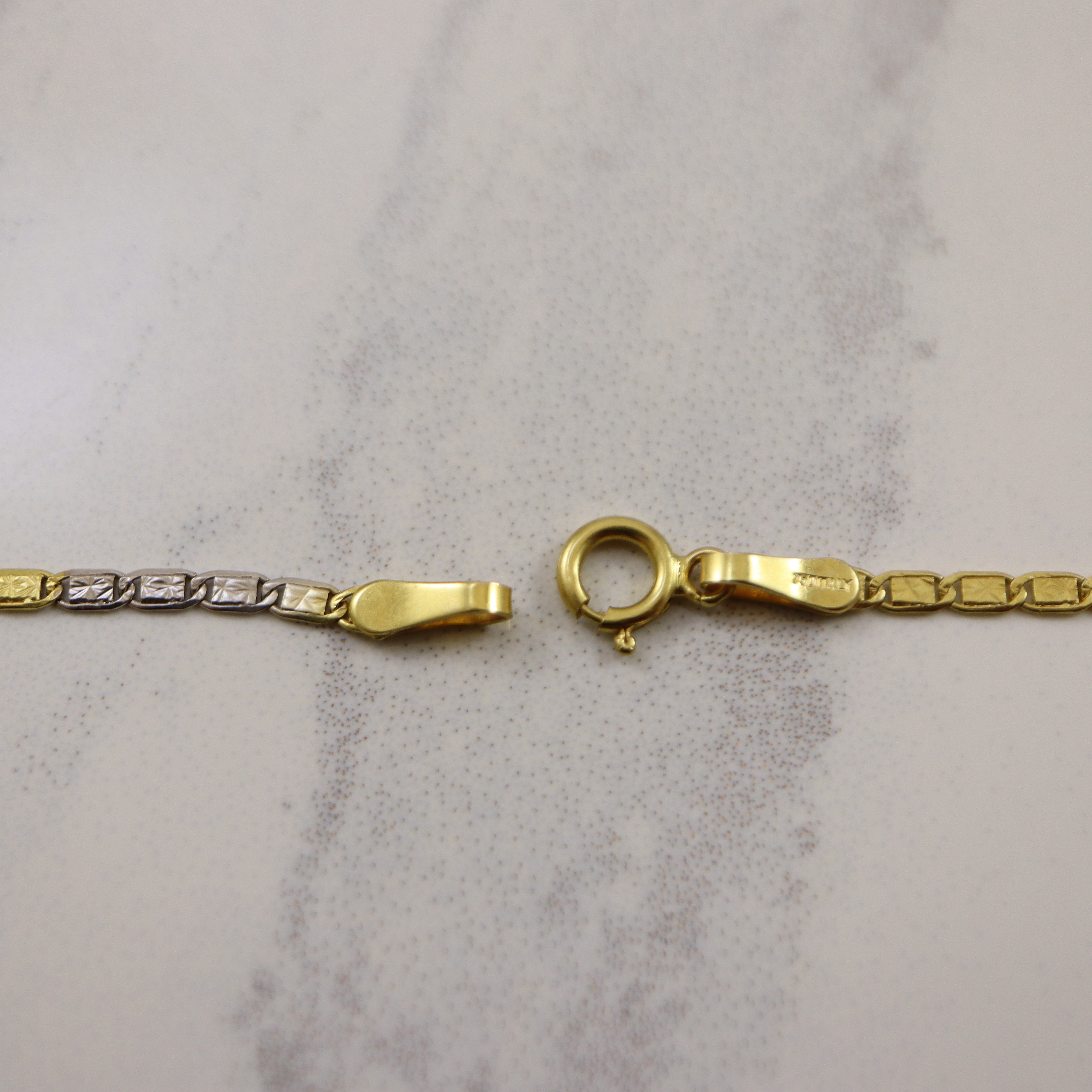 18k Tri Tone Gold Scroll Chain | 15.5"