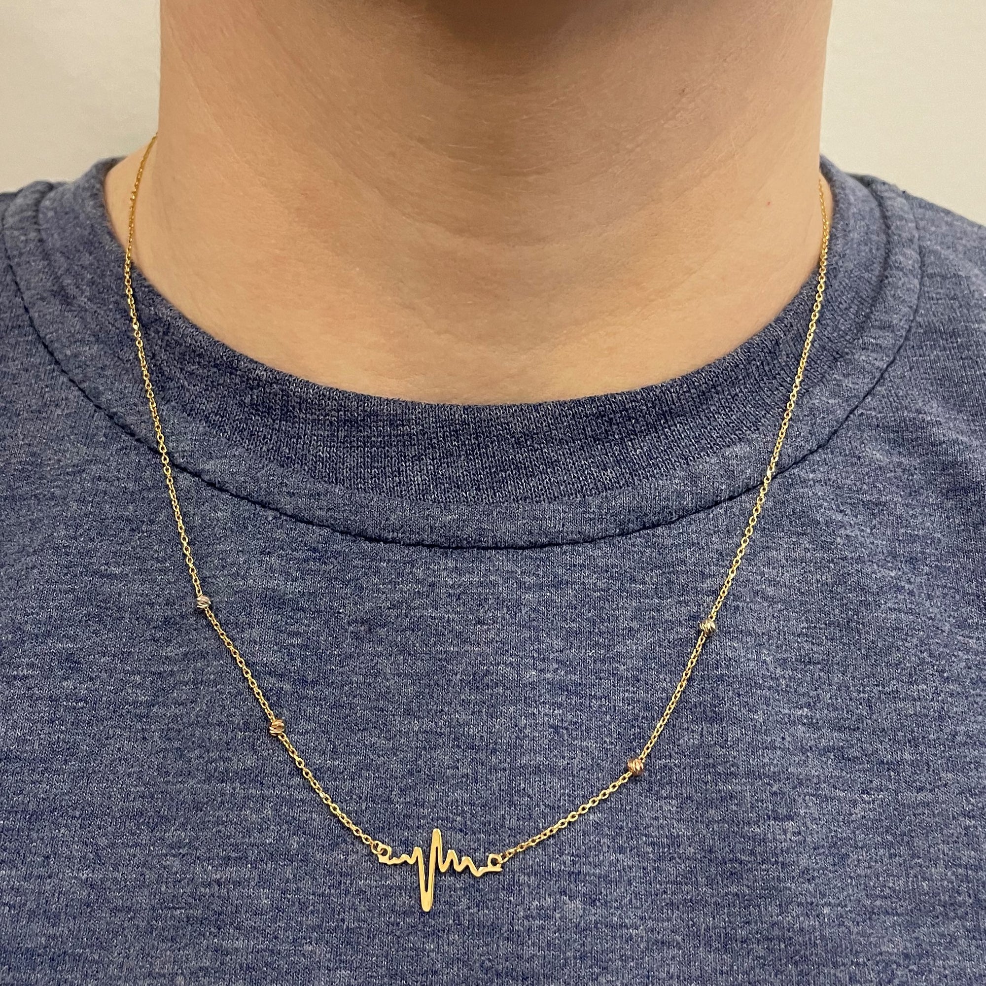 Yellow Gold Heart Beat Necklace | 18"| – 100 Ways