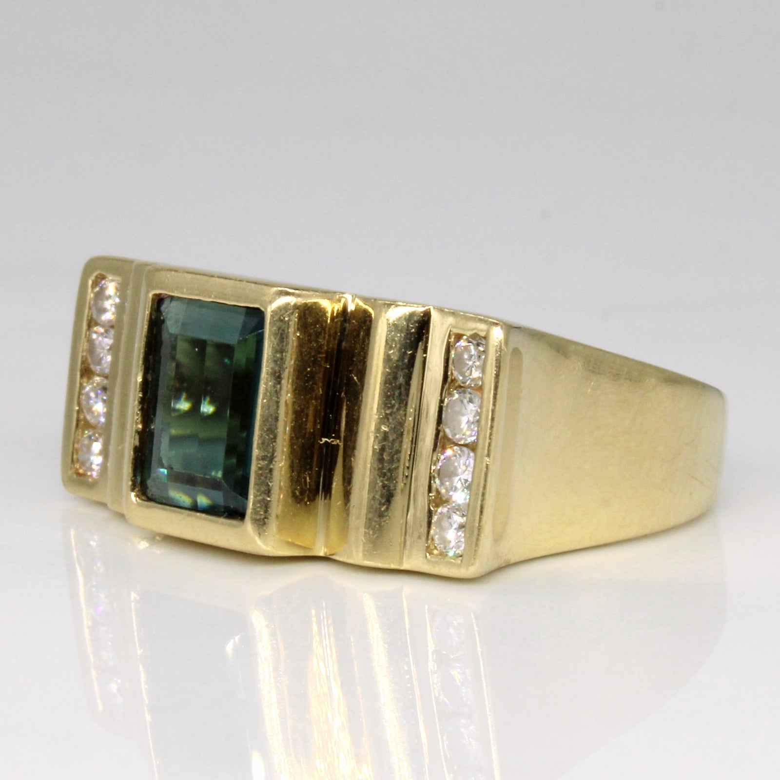 Emerald & Diamond Grid Ring | 0.65ct, 0.27ctw | SZ 6.75