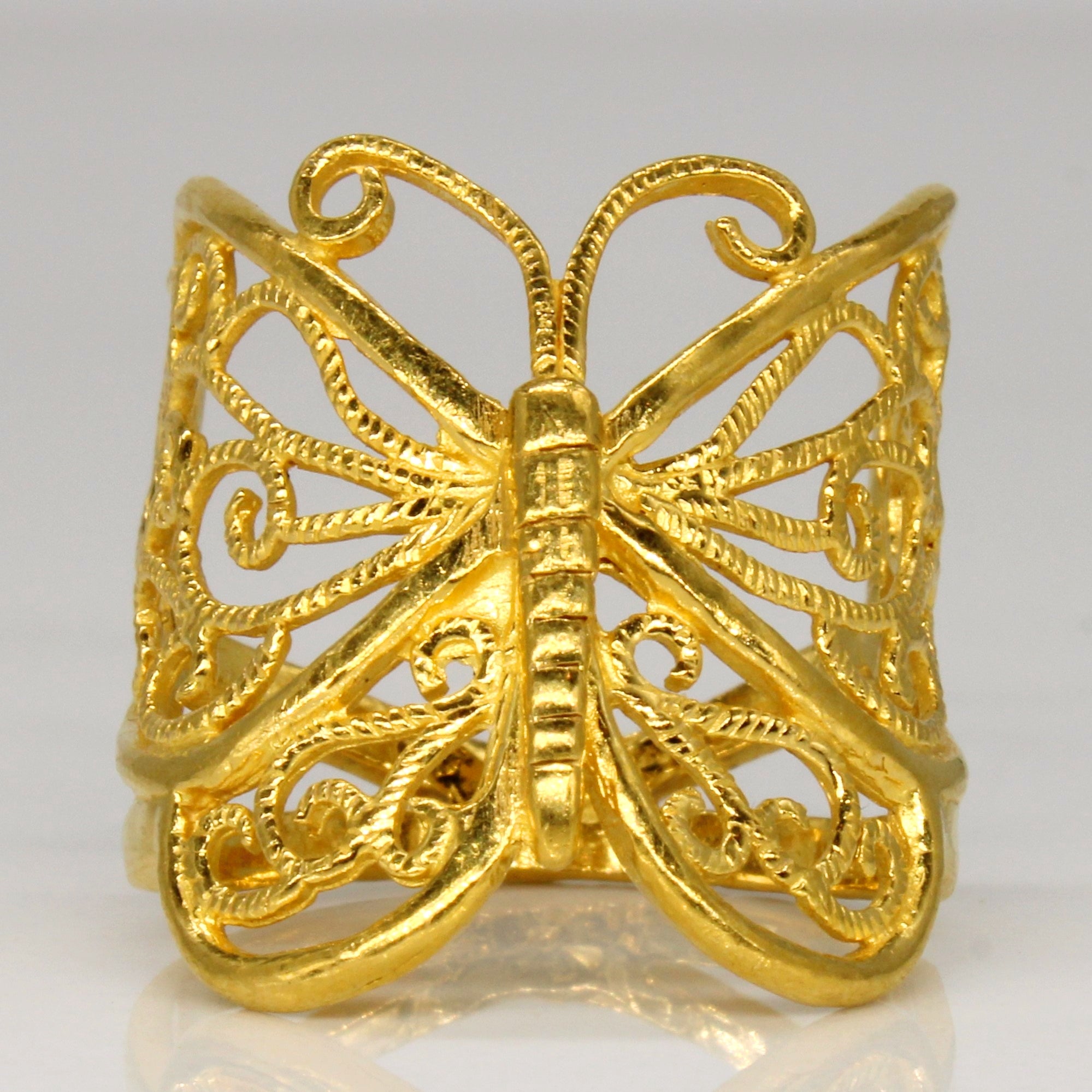 24k Yellow Gold Butterfly Ring | SZ 6.75