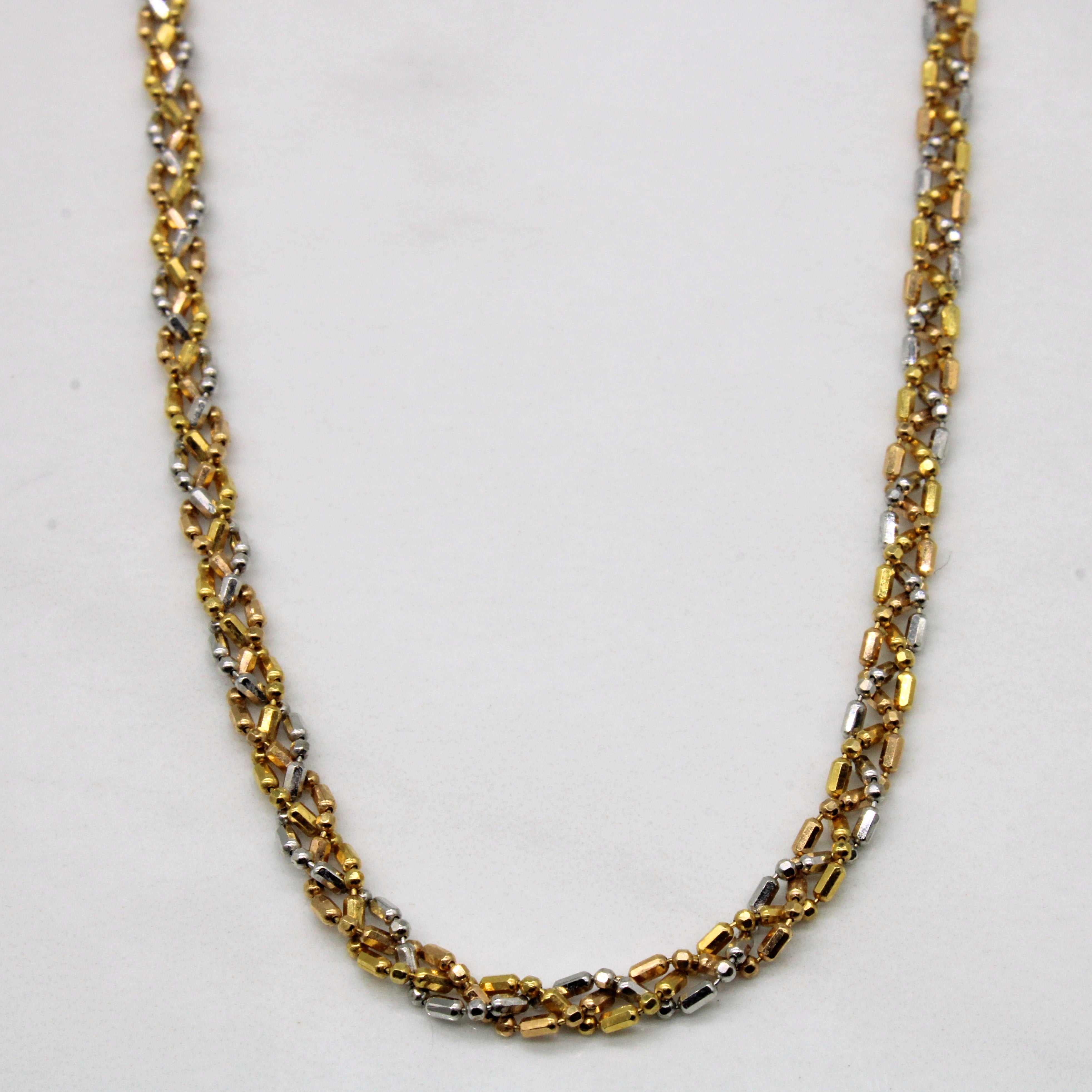 18k Tri Tone Braided Bead Chain | 15.5" | – 100 Ways